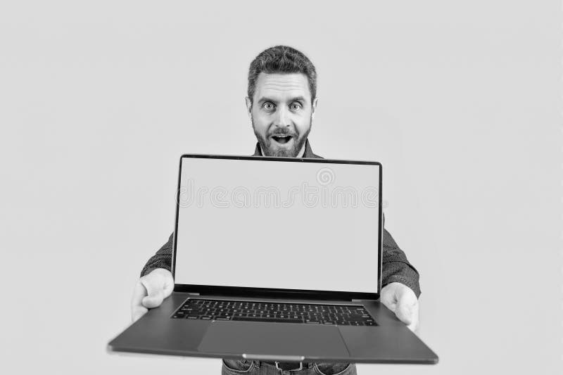 Presentation on Computer. Office Manager Ready for Video Conference ...