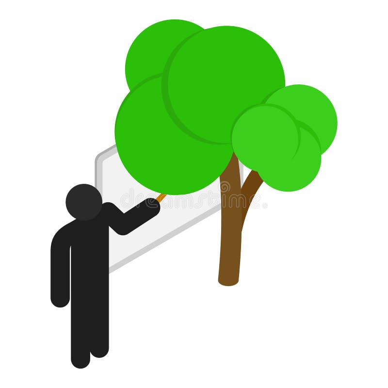 Presentation Concept Icon Isometric Vector. Stickman Near White Board ...