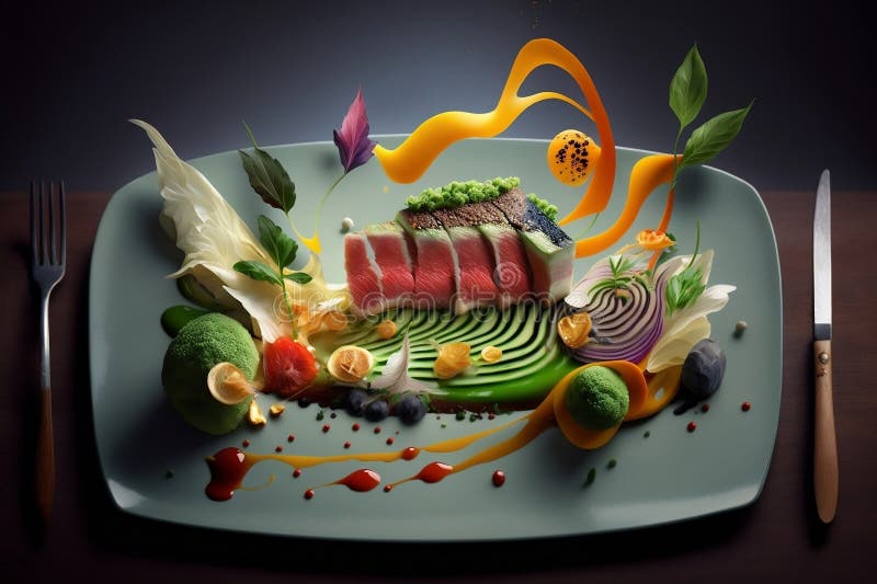 A Presentation of Delicious Food. Generative AI Stock Illustration ...