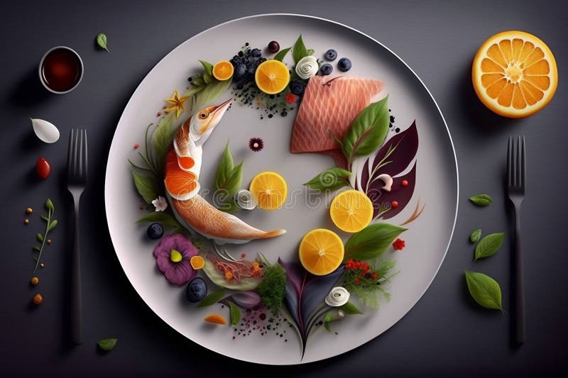 A Presentation of Delicious Food. Generative AI Stock Illustration ...