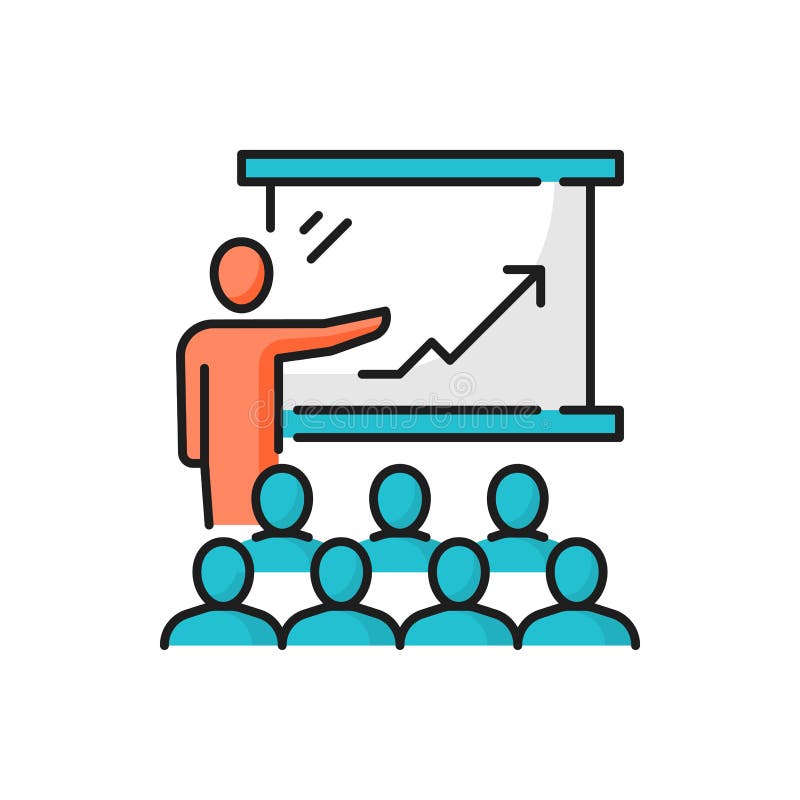 Presentation Discussion Man Speaker Point on Board Stock Vector ...