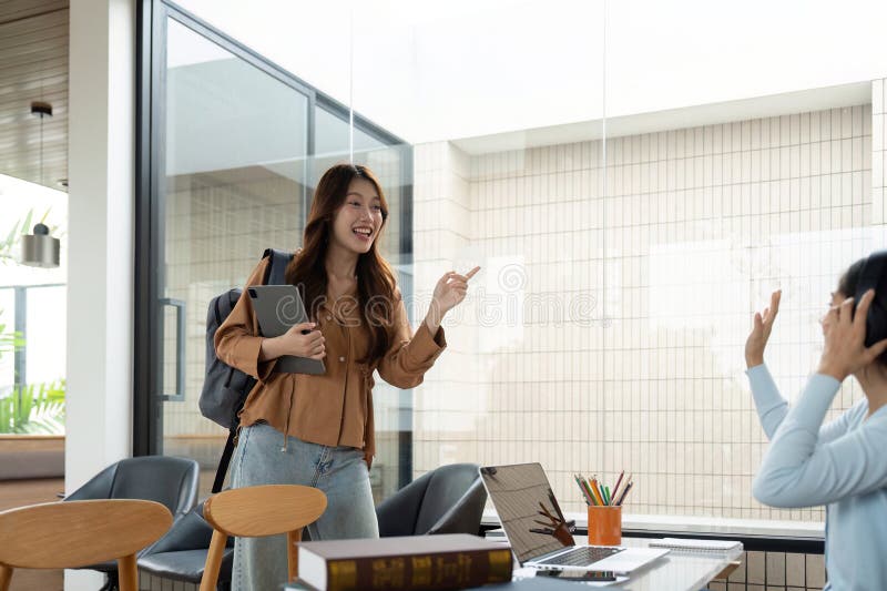 Presentation and Engagement. a Student Enthusiastically Sharing Ideas ...