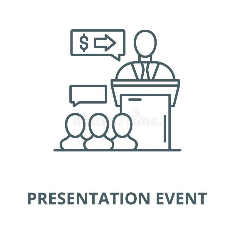 Presentation Event Vector Line Icon, Linear Concept, Outline Sign ...