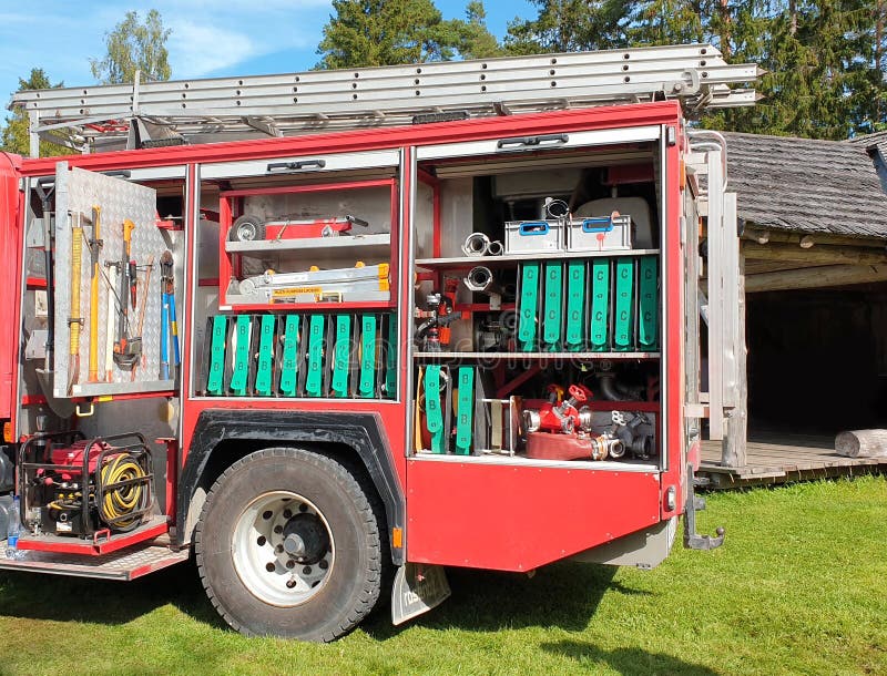 Tools and Equipment in a Fire Fighting Truck Editorial Photo - Image of ...