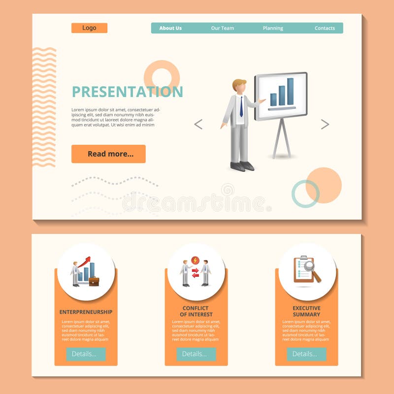 Presentation Flat Landing Page Website Template. Enterpreneurship ...