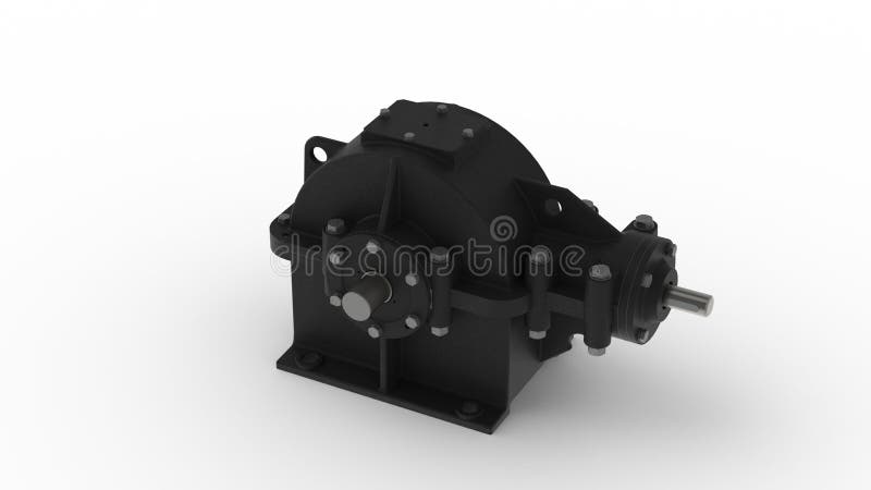 Gearbox, Stage Reducer, Side View, 3D Rendering, White Background Stock ...
