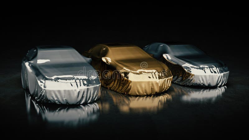 Presentation of the Gold Sport Car Stock Illustration - Illustration of ...