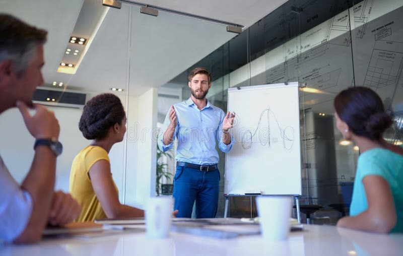 Presentation, Group and Business People with Leader for Training or ...