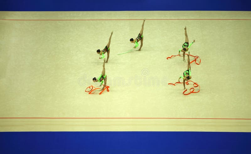 Presentation of Gymnasts with Ribbons Editorial Stock Photo - Image of ...