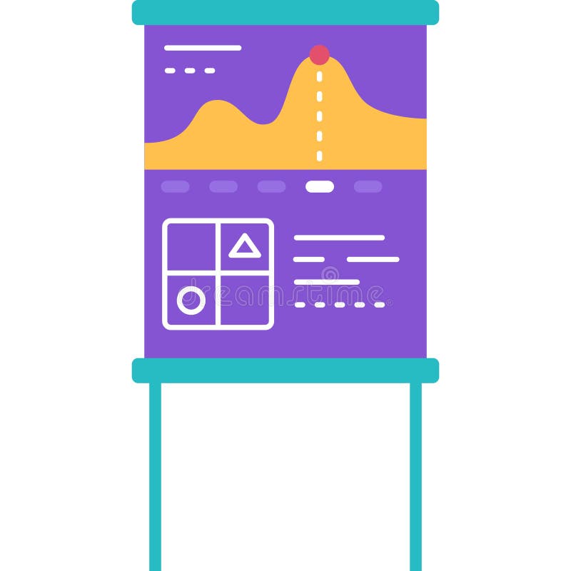 Presentation Board Vector Project Plan Flat Icon Stock Vector - Illustration of outline, diagram ...