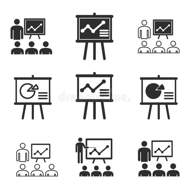 Presentation icon set. stock vector. Illustration of pictogram - 83125770