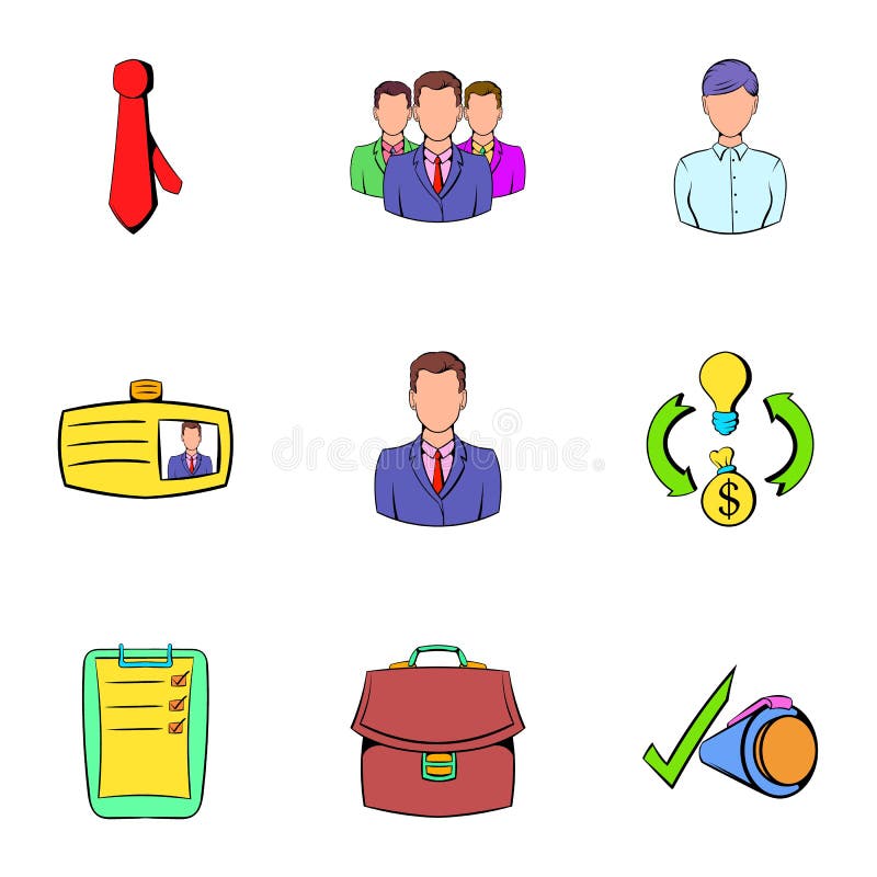 Presentation Icons Set, Cartoon Style Stock Vector - Illustration of ...