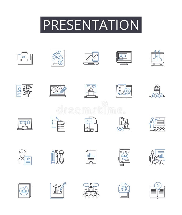 Presentation Line Icons Collection. Performance, Demonstration, Show ...