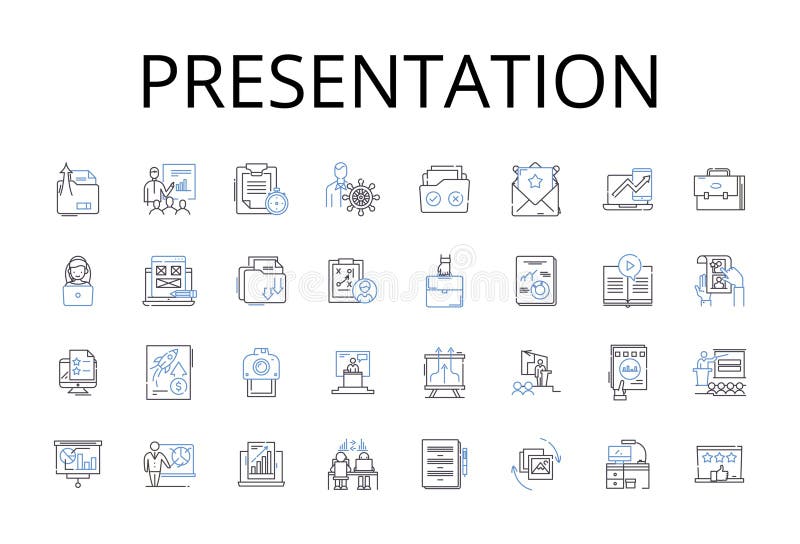 Presentation and Speech Line Icons Collection. Delivery, Engaging ...