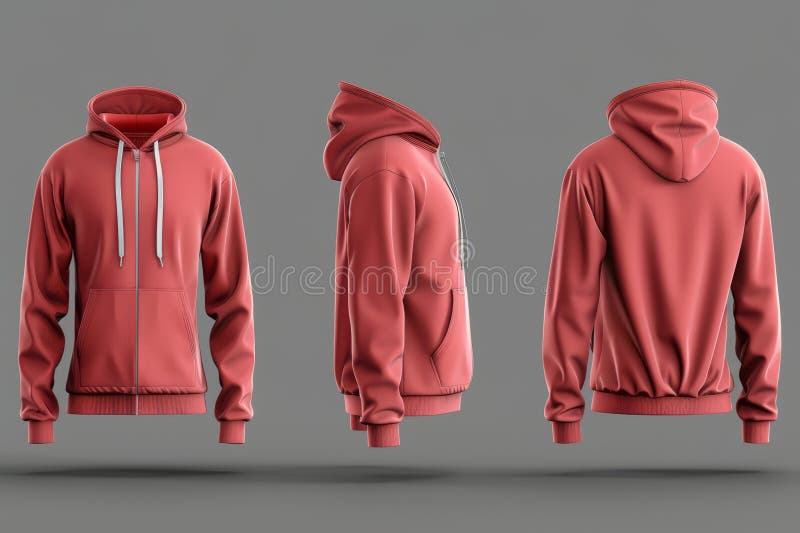 Presentation Mockup of a Simple Red Hoodie Design Featuring Split Front ...