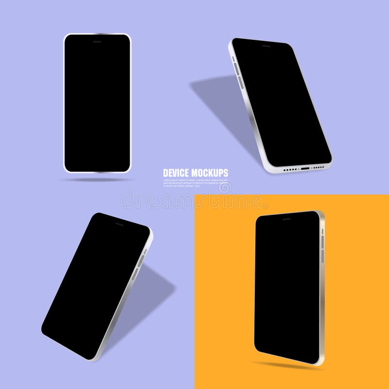 Presentation Modern Telephone. Mobile Phone in Three Projections, Side ...