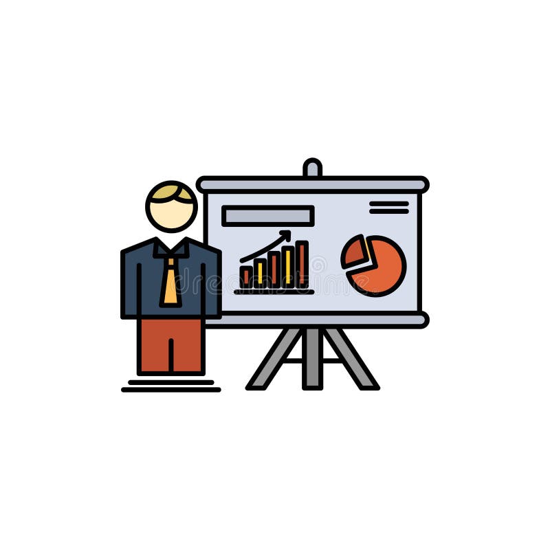 Presentation, Office, University, Professor, Flat Color Icon. Vector ...