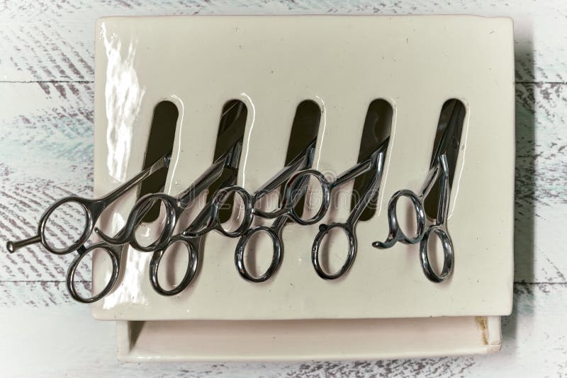 Presentation of Old Barber Tools of Different Types Stock Photo - Image ...