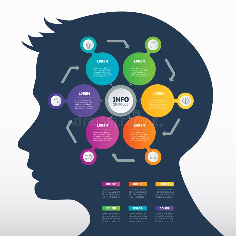 Infographics with Silhouette of a Human Head. the Mindmap Stock Vector ...