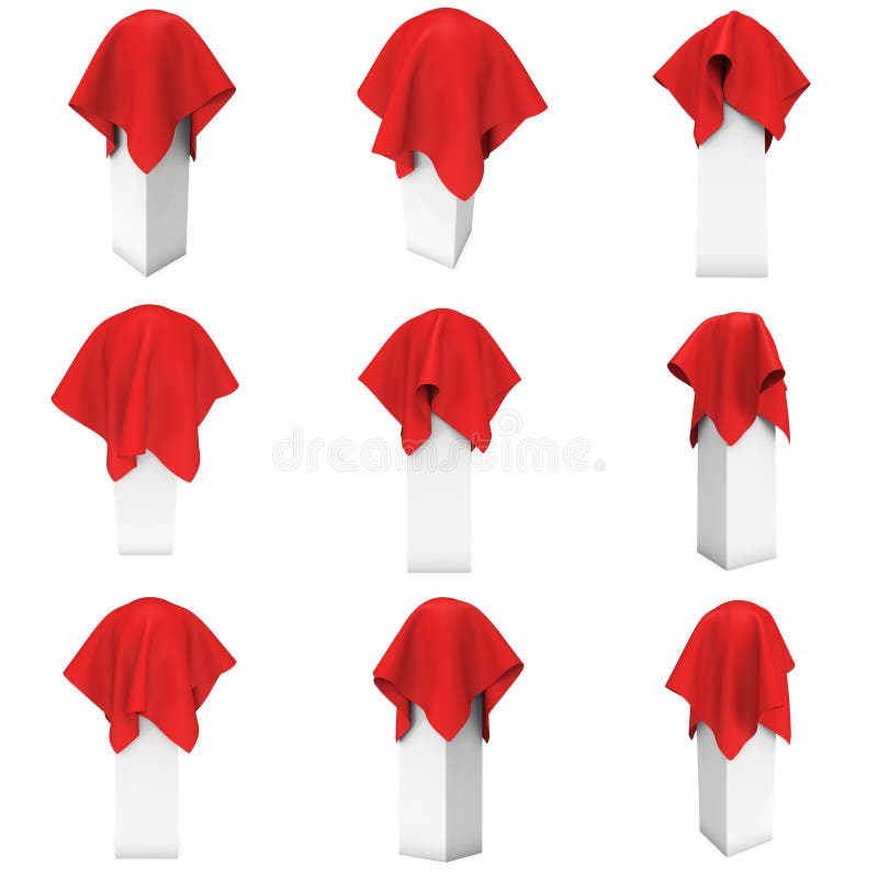 Presentation Pedestal Covered with Red Cloth Set Stock Illustration ...