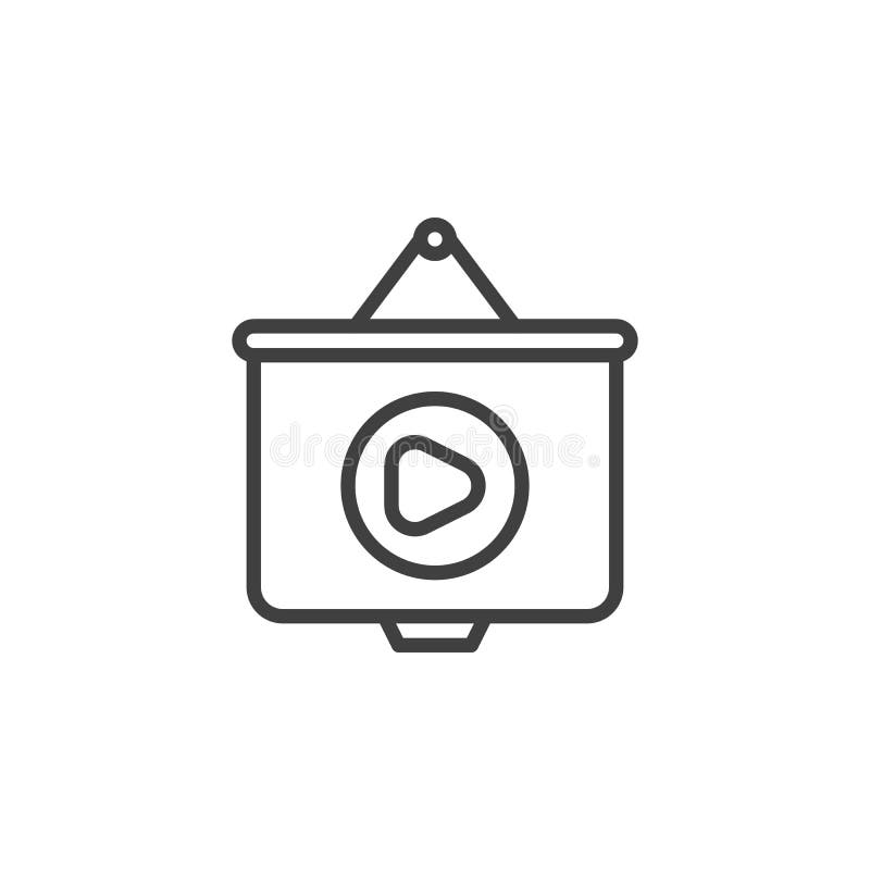 Projection Screen with Analytics Outline Icon Stock Vector ...