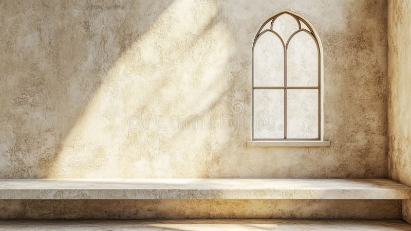 Presentation of Product with Beige Background and Abstract Window Light ...