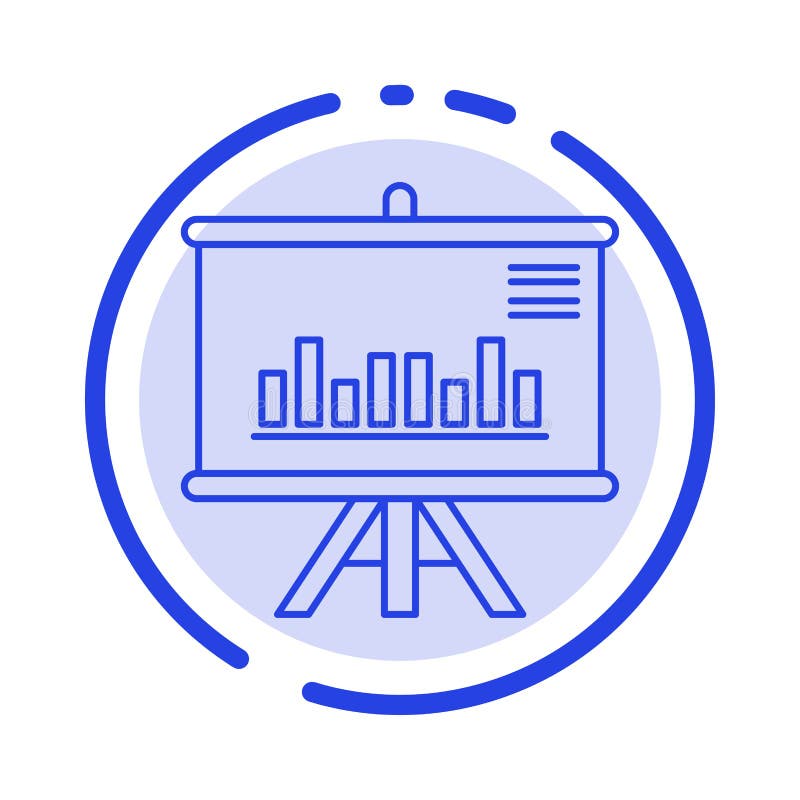 Presentation, Project, Graph, Business, Blue Dotted Line Line Icon ...