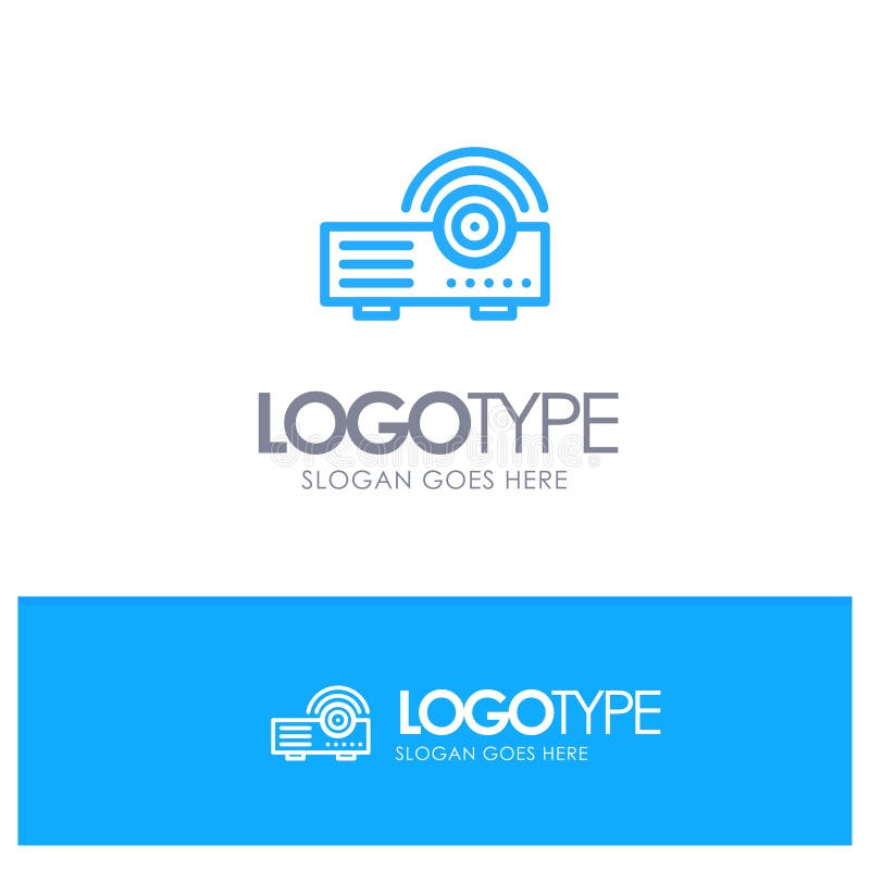 Presentation, Projector, Machine, Service Blue Logo Line Style Stock ...