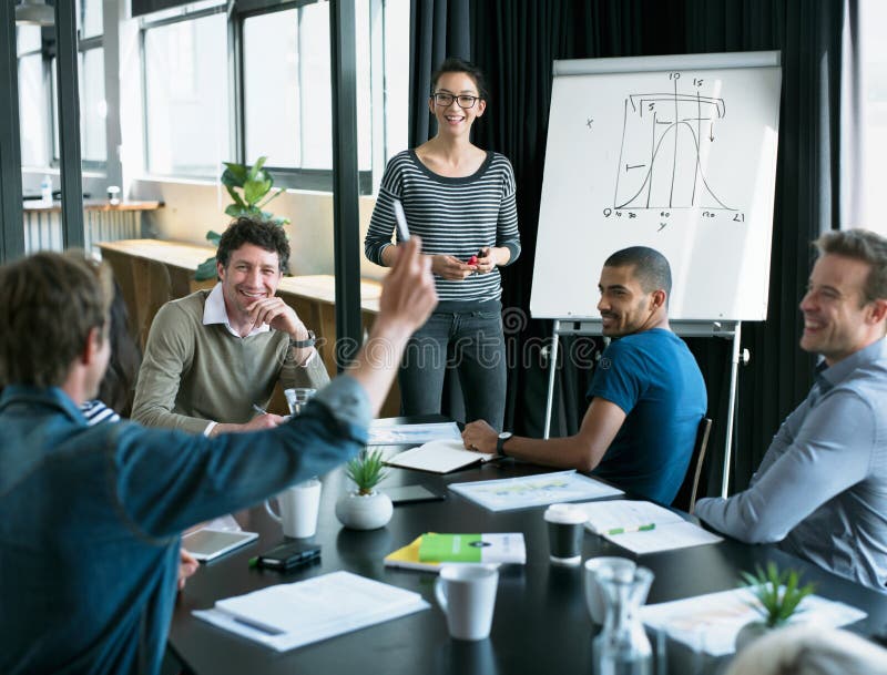 Presentation, Question and Data with Business People in Meeting for ...