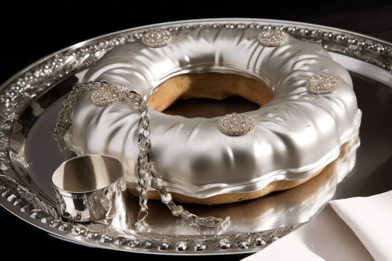 Presentation of Ring Cake on Silver Serving Platter Stock Illustration ...