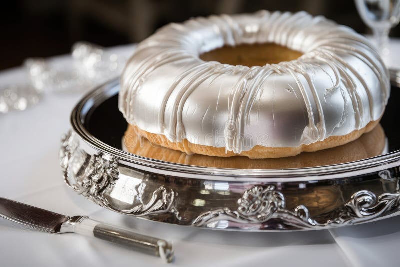 Presentation of Ring Cake on Silver Serving Platter Stock Illustration ...