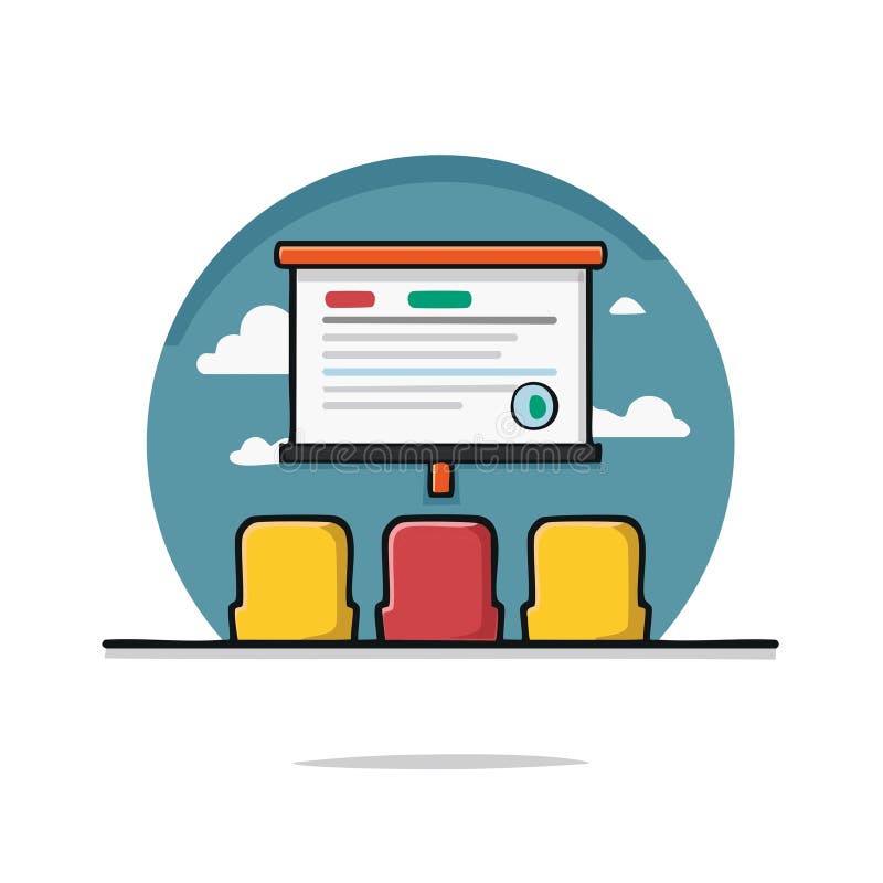 Presentation Screen with Chairs, Meeting, Conference Room, Vector ...