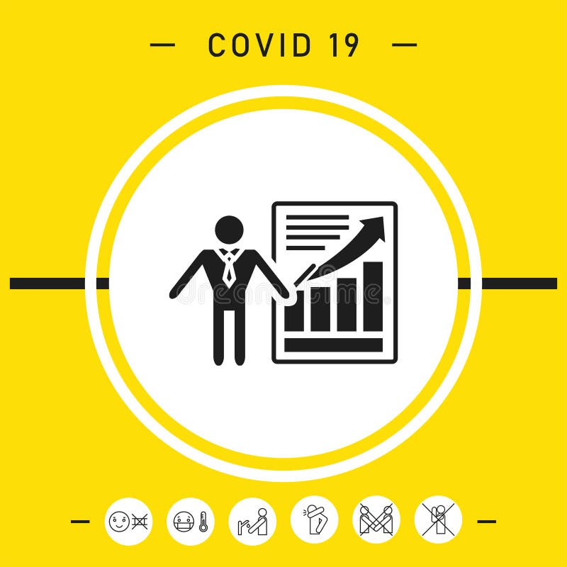 Presentation Sign Icon. Man Standing with Pointer Near the Infographic ...