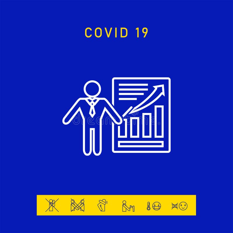 Presentation Sign Icon. Man Standing with Pointer Near the Infographic ...