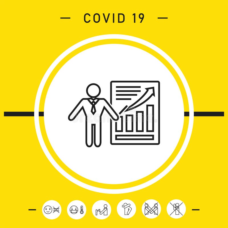 Presentation Sign Icon. Man Standing with Pointer Near the Infographic ...