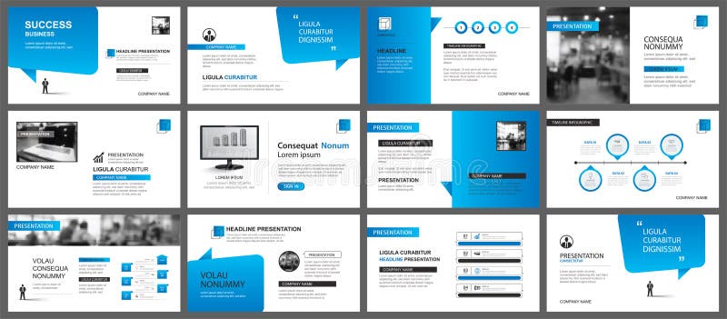 Presentation and Slide Layout Template. Design Blue Gradient in Paper ...