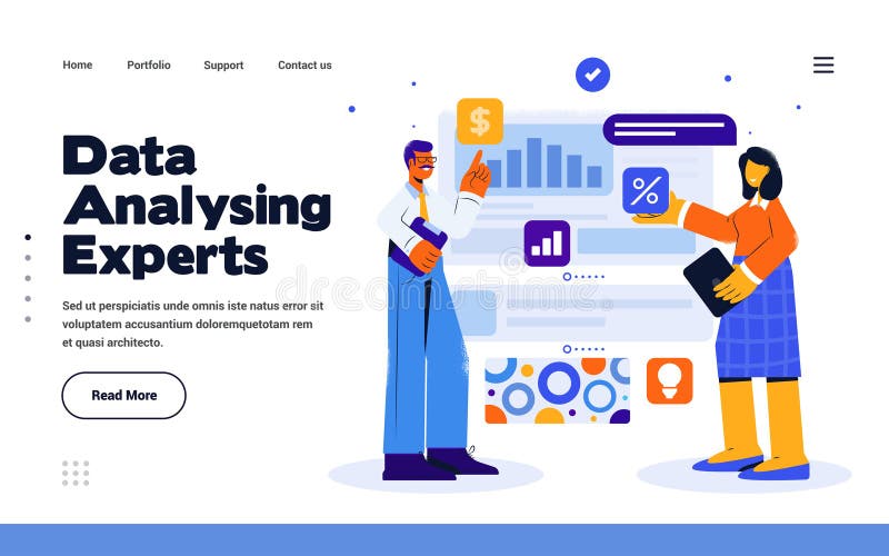 Modern Flat Design Illustration of Data Analysing Experts Stock Vector ...