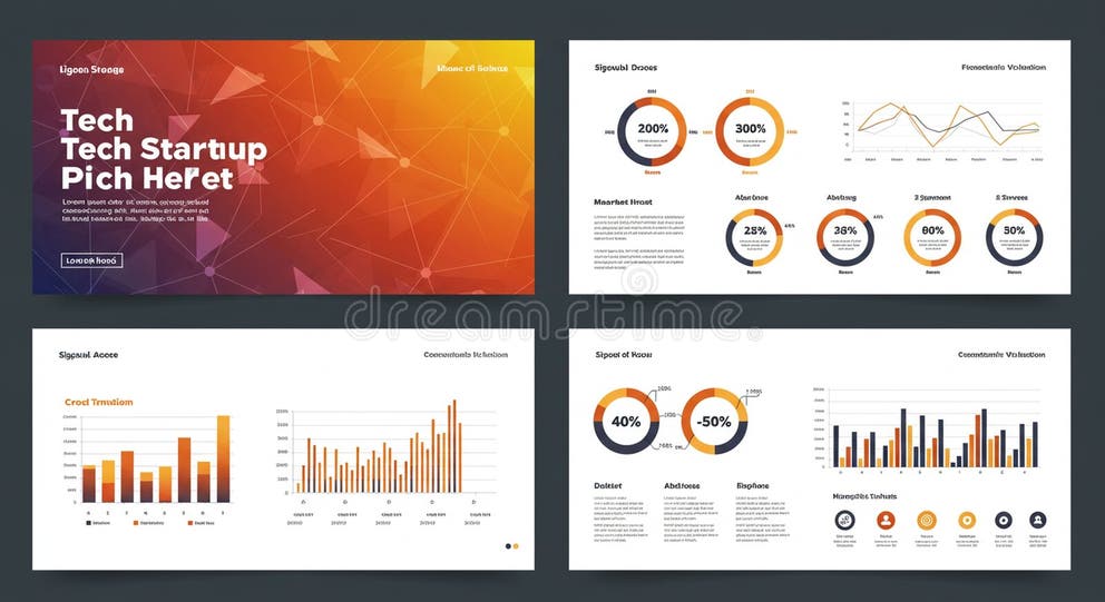 Presentation Slides with a Tech Startup Theme. the Cover Slide Features ...