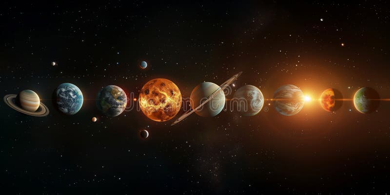Planets in the Solar System Aligning in Space in a Stylized ...