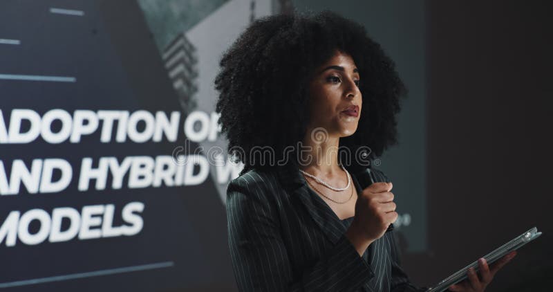 Presentation, Speech and Stage with Professional Woman in Convention ...