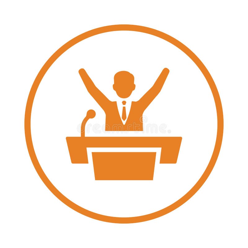 Presentation, Speech, Talk Icon. Orange Vector Sketch Stock ...