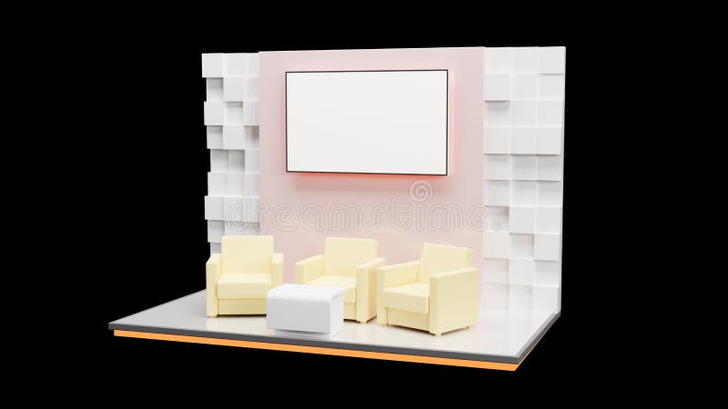 Presentation Stage Talk Show Backdrop with Table Sofa on Pastel ...
