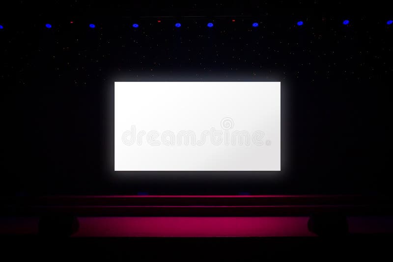 Presentation Stage with White Blank Screen Mockup. Empty Display for ...