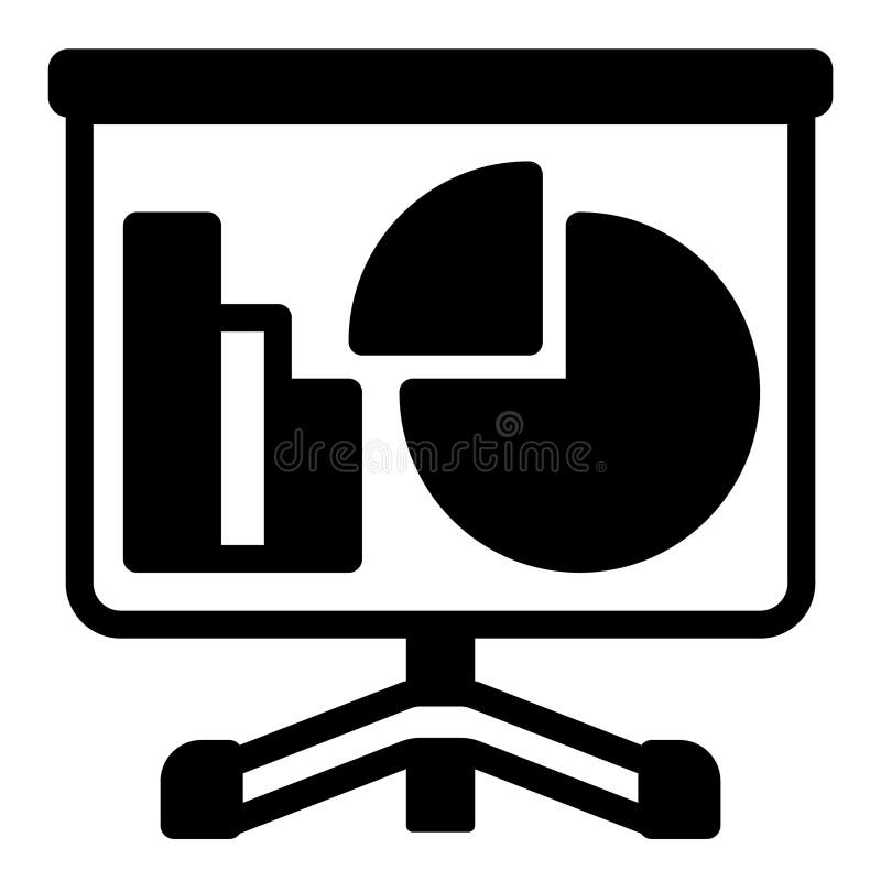 Presentation Stand with Diagram Solid Icon, Financial Advice Concept ...