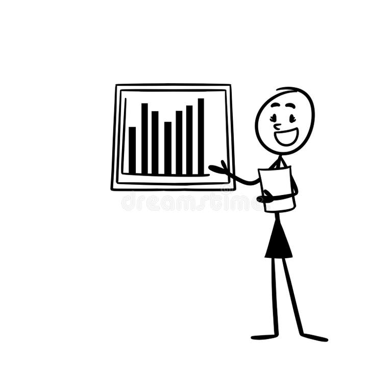 Presentation Stick Figures in Front of Diagrams Stock Illustration ...