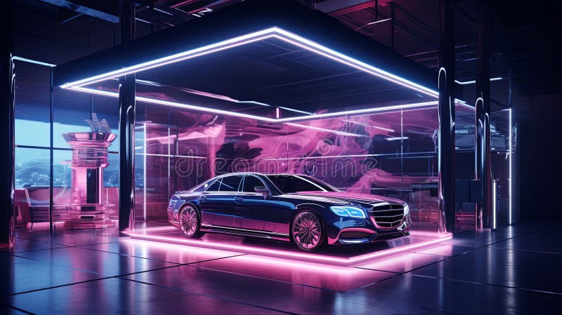 Presentation of a Stylish Beautiful Car in Neon Colors Stock ...