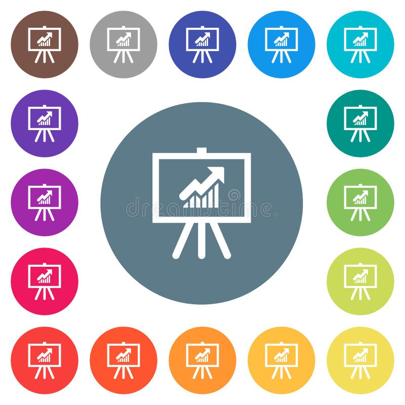Presentation Table with Candlestick Chart Flat Color Icons in Round ...