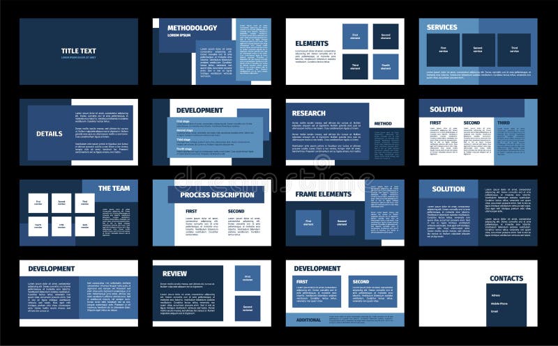 Presentation Template. Blue and White Rectangles Flat Design, 16 Slides ...