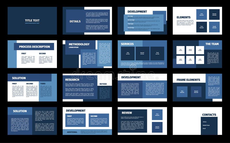 Presentation Template. Blue and White Rectangles Flat Design, 16 Slides ...