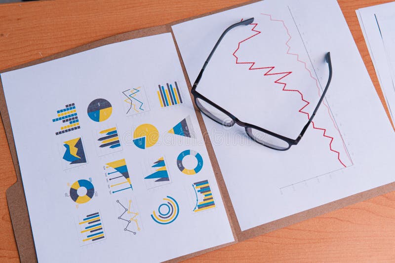 Presentation Template with Business Charts and Glasses. Background with ...